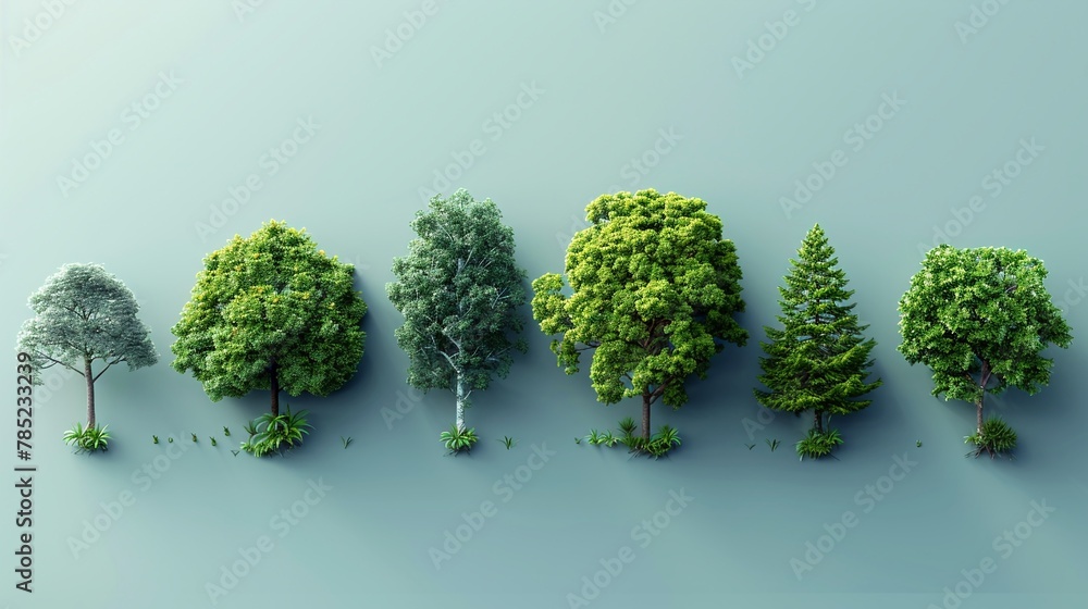 Equidistant life cycles of various trees around the globe, showcasing ...