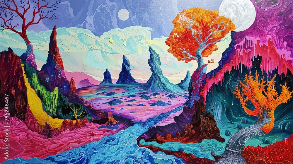 Dive into a surrealistic landscape where dreams meet reality, using ...