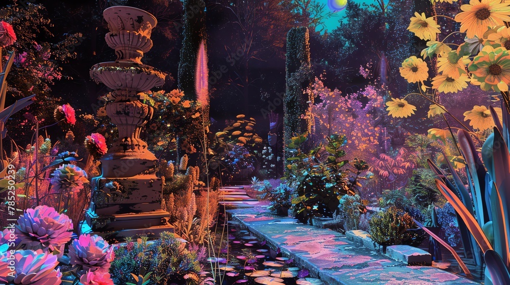 Illustrate Gardening Tips with a surrealist twist using digital glitch ...