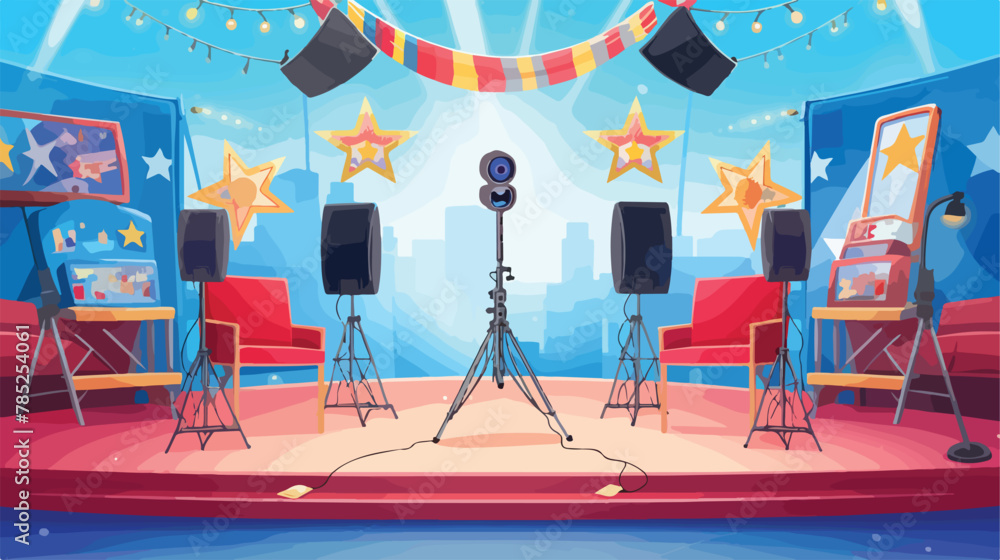 Talent reality show with equipment on stage for tv br Stock Vector ...
