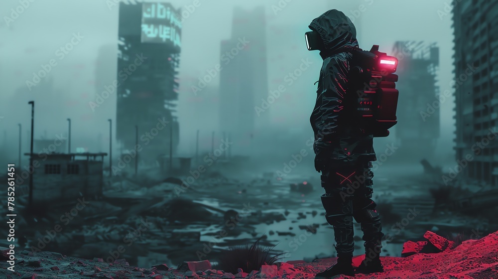 Illustrate a fashion-forward rebel in a dystopian world wearing edgy ...