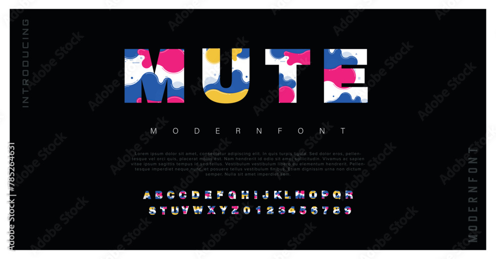 Mute letters font design, digital alphabet letters and numbers vector ...