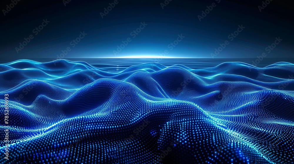 waves in the ocean featuring one wave ending in a bright light, another ...
