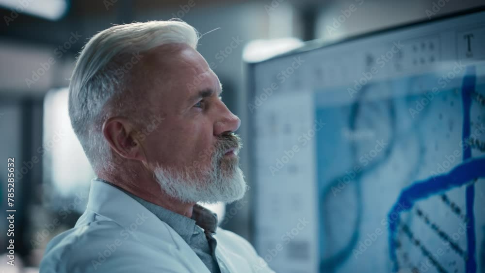 Handsome Adult Laboratory Director Having a Brainstorming Session Alone ...