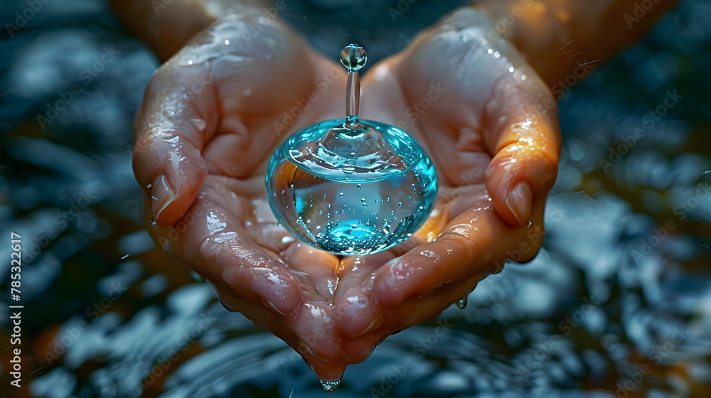 Clean Water Drop: World Water Day Campaign Hands delicately holding a ...