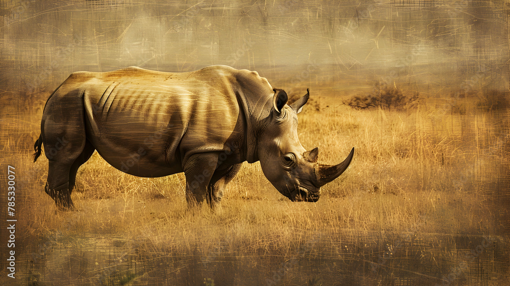 Rhinoceros: A formidable rhinoceros photographed with a texture ...