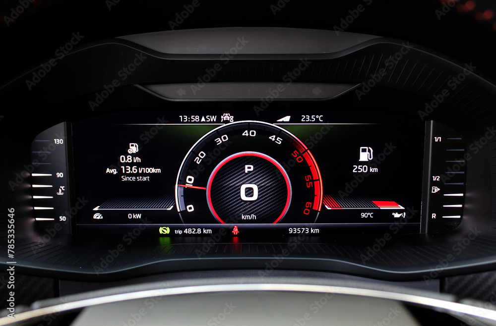 Foto de Sports car digital speedometer and tachometer. Sports car ...