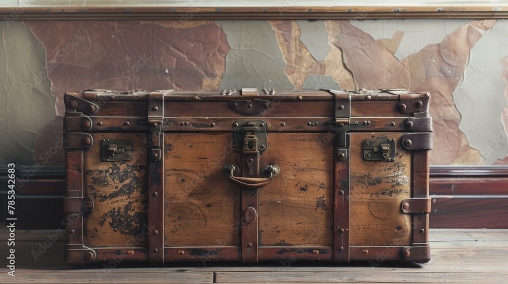 Steamer trunk vintage furniture, old trunk, vacation packing briefcase ...