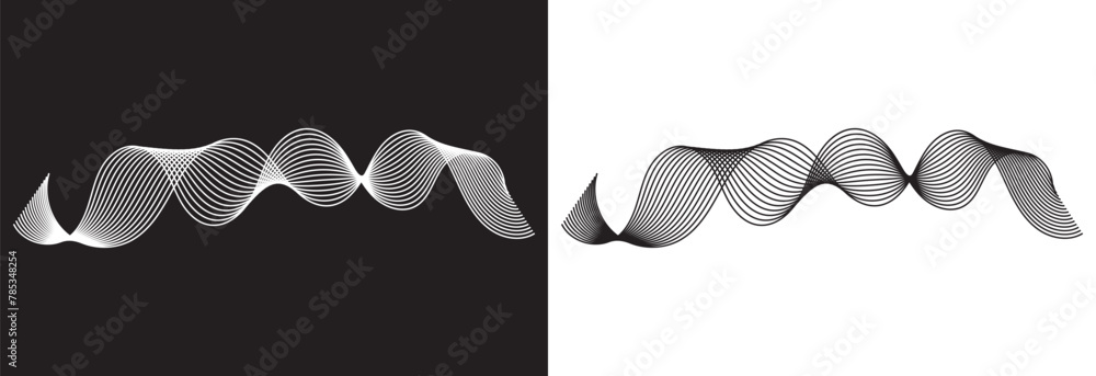 Set of waving, sound, vibration and pulsing lines. Graphic design ...