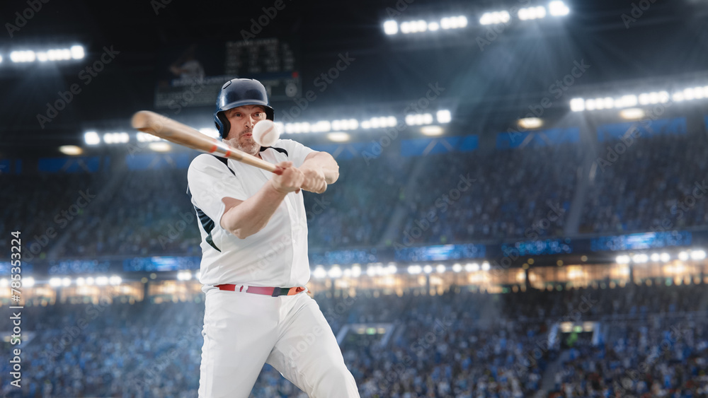 Aesthetic Shot of Batter Successfully Hitting A Ball Thrown By Pitcher ...