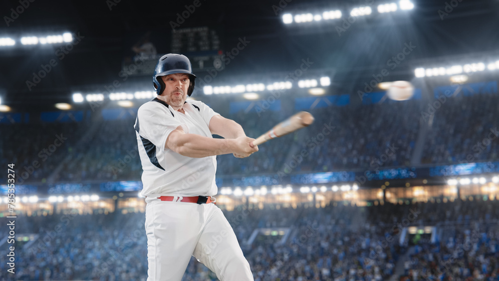 Aesthetic Shot of Batter Successfully Hitting A Ball Thrown By Pitcher ...