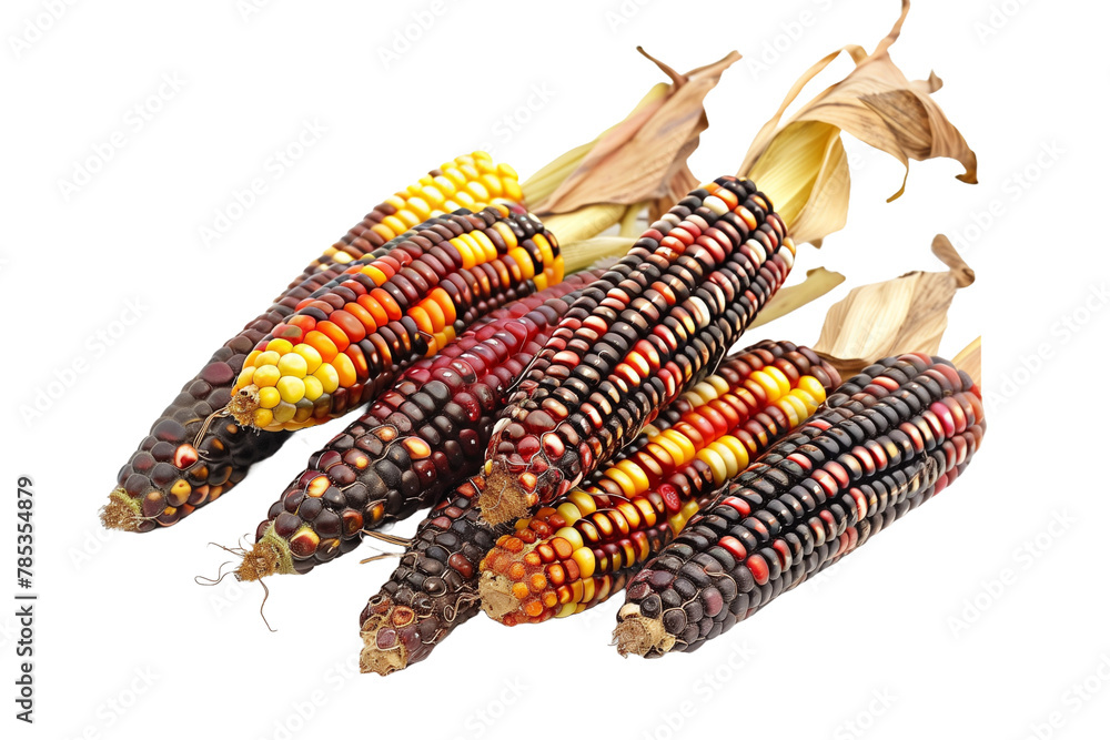 Bicolor Indian Corn Cobs Set - Isolated on White Transparent Background ...