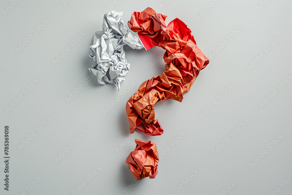 Question mark icon crumpled paper texture confusion speculation unknown ...