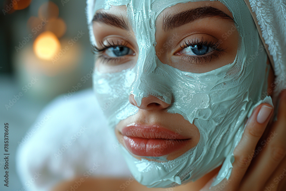 A person applying a clarifying face mask to purify and revitalize their ...