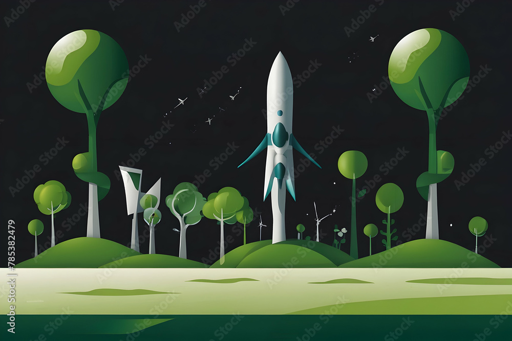 Green Technology Triumphs: A Simple Flat Vector Illustration for a ...