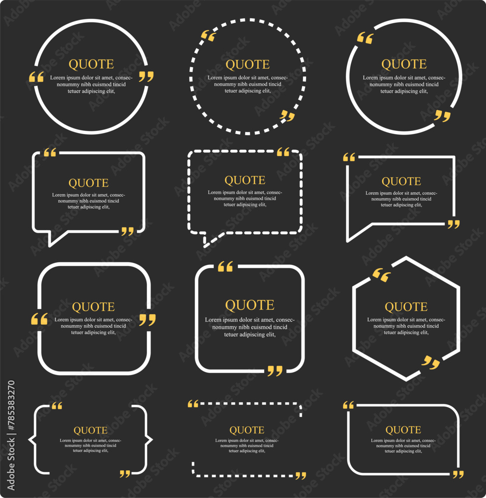 Quote box frame. big set. Quote Box Frame Design Elements with Border ...