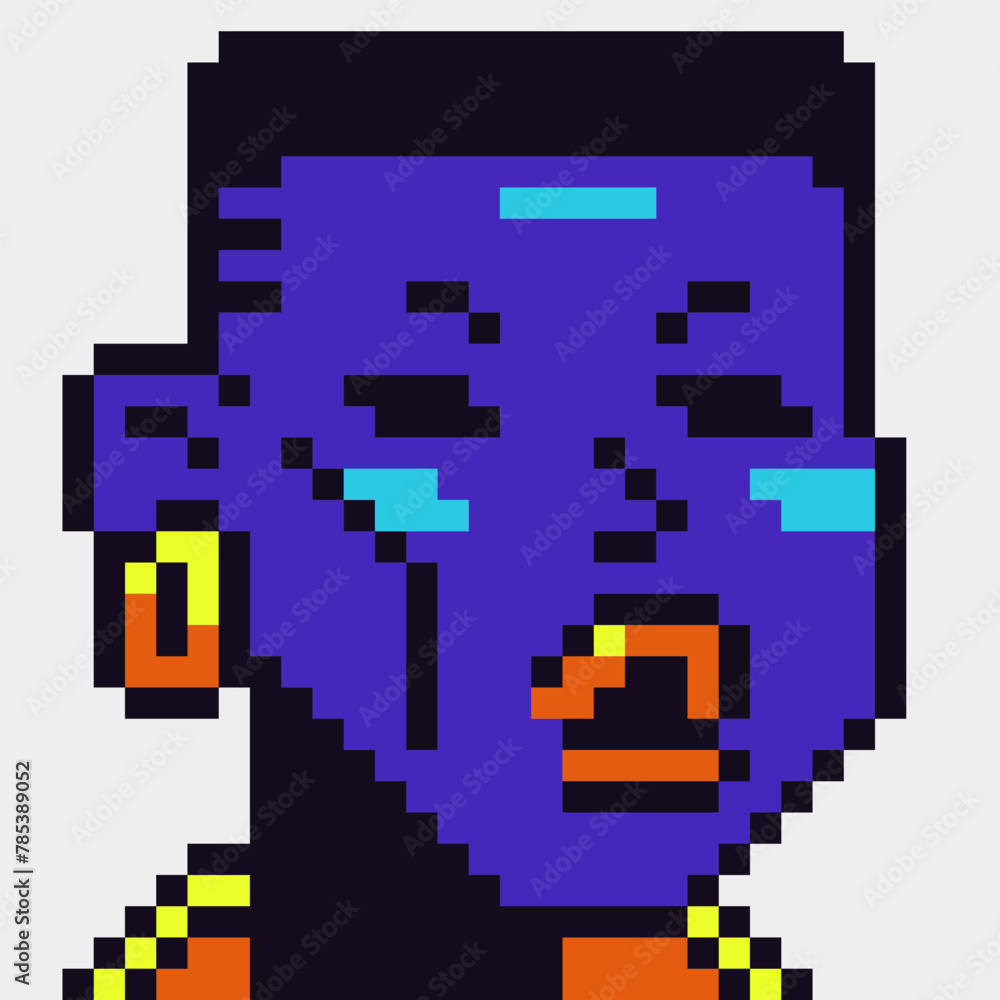 Pixel art African American 8-bit girl, avatar female character, cartoon ...