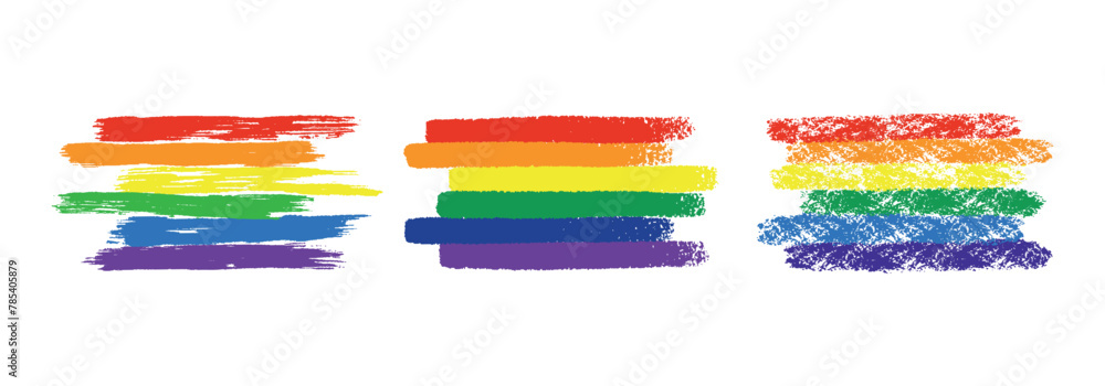 Set of grunge rainbow pride LGBT flags. Different flag textures hand ...