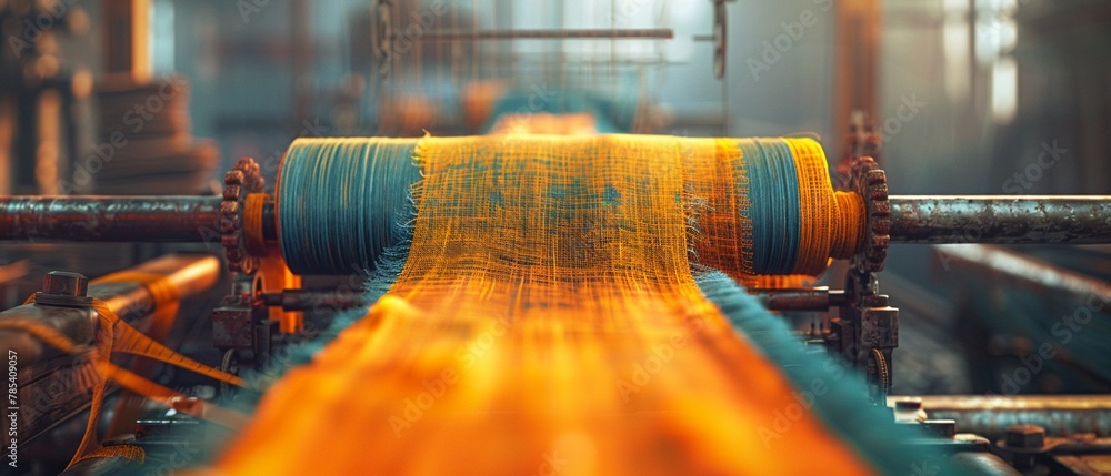 Animated 3D model of wool scarves weaving through an old loom ...