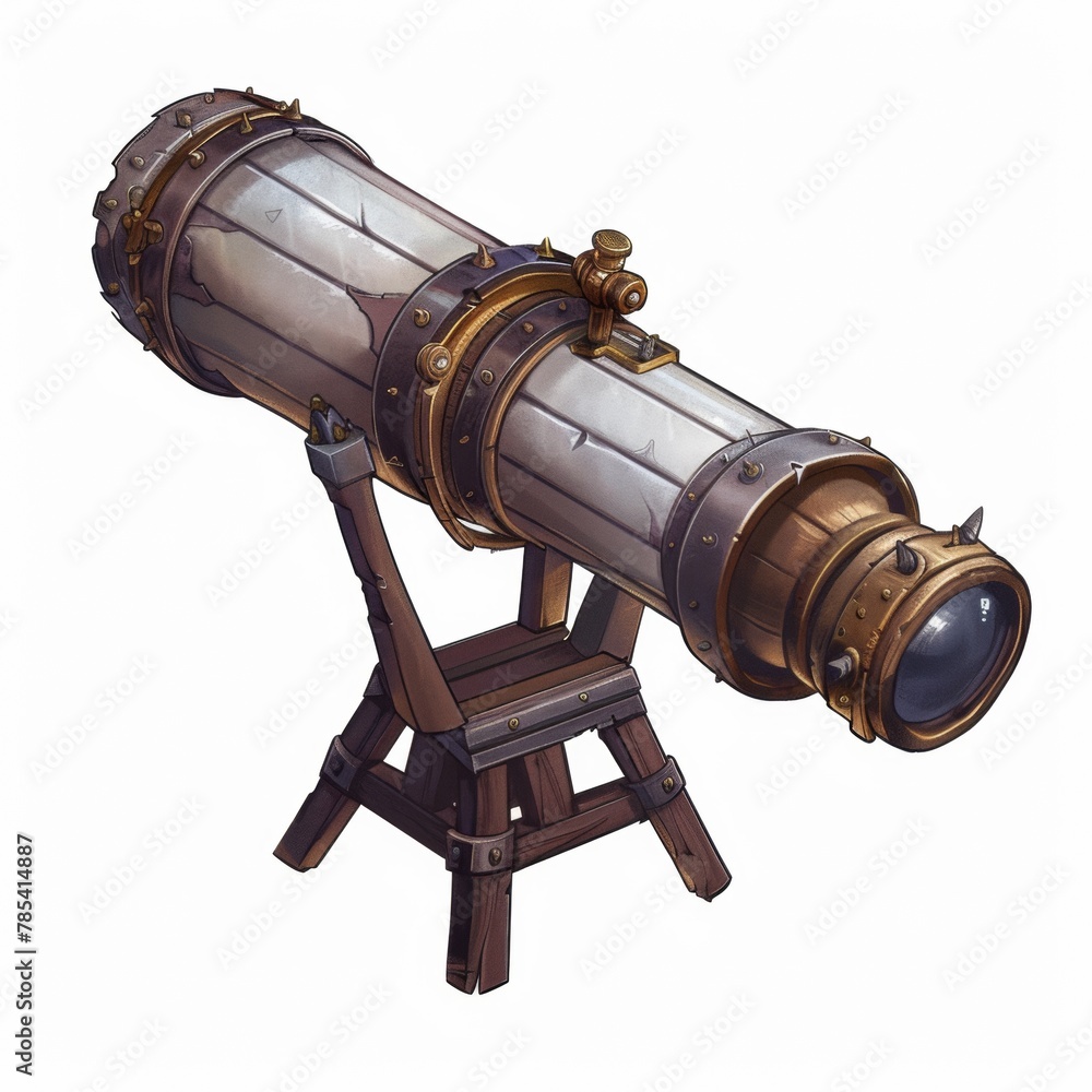 2D video game asset, Telescope. Single object, white background Stock ...
