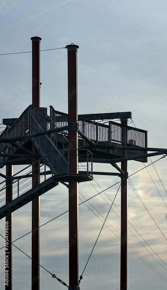 zipline tower at jones beach (zip line stand, suspended pulley cable ...