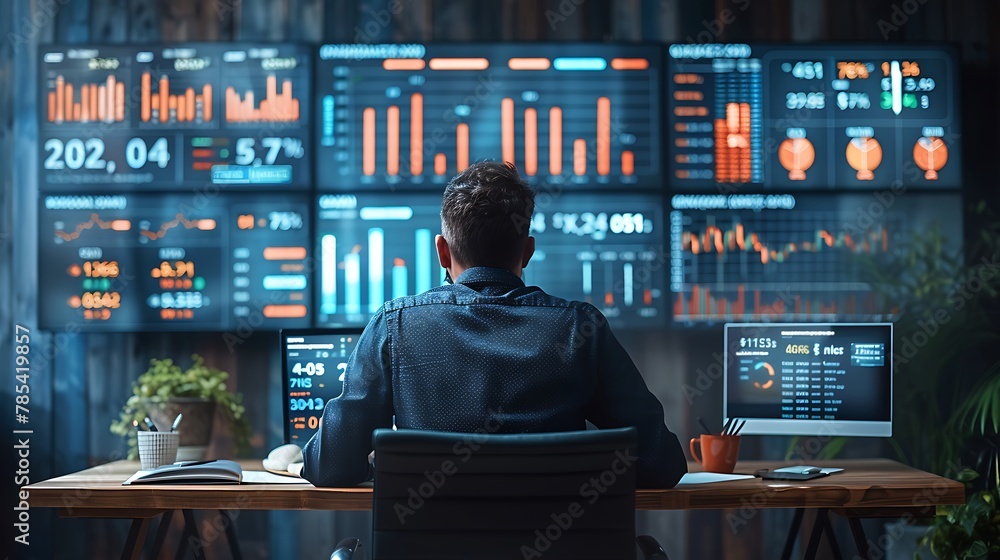 A late-night investment session with a seasoned investor at a desk ...