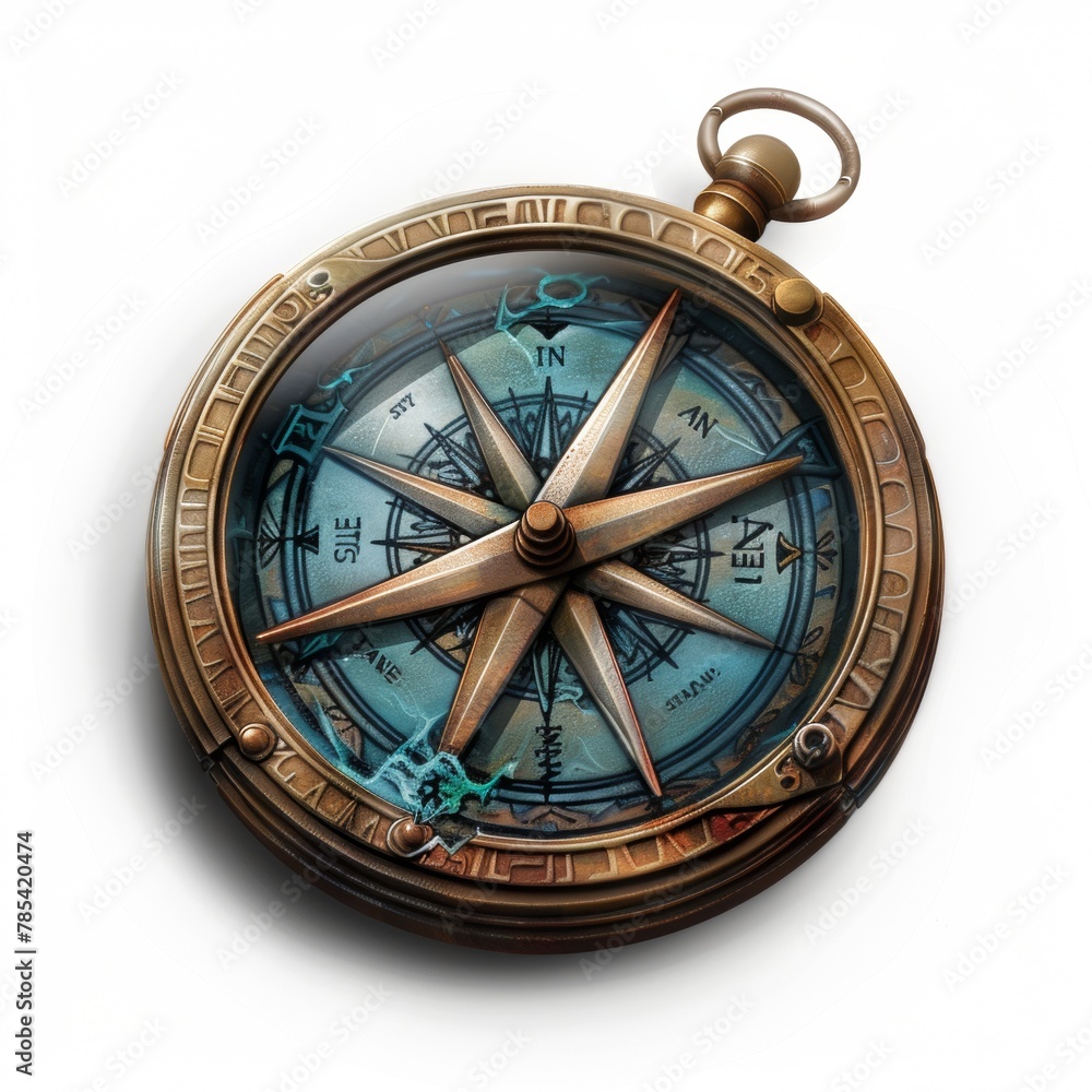 2D video game asset, Compass. Single object, white background Stock ...
