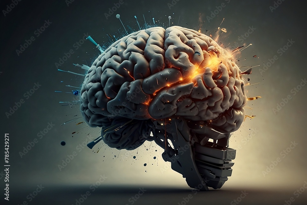 human brain exploding with knowledge Stock Illustration | Adobe Stock