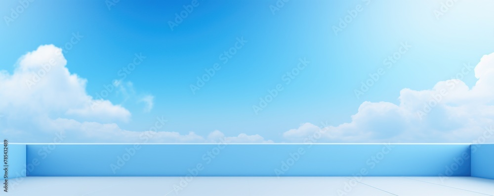 Sky Blue background, gradient sky blue wall, abstract banner, studio ...