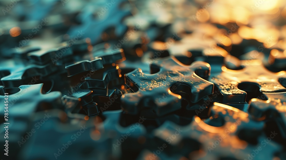 of puzzle pieces fitting together seamlessly, depicting the synergy and ...