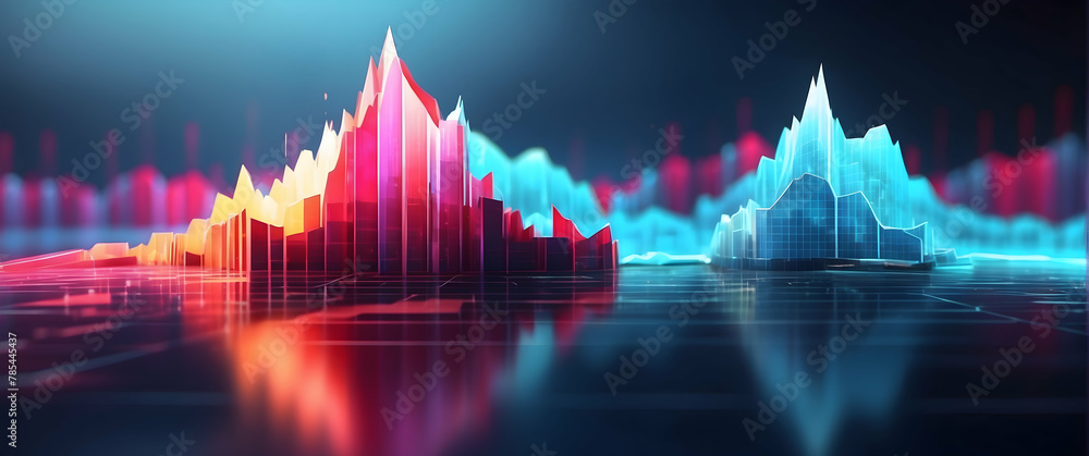 An impactful visual of a 3D graph representing data analysis with a ...
