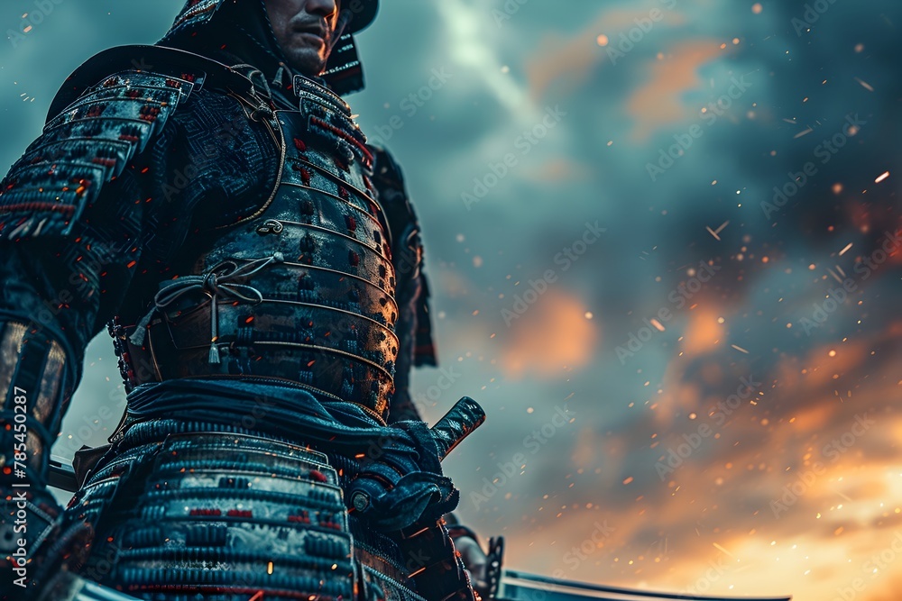 Ethereal Samurai Warrior Poised in Dramatic Mid Motion His Gleaming ...
