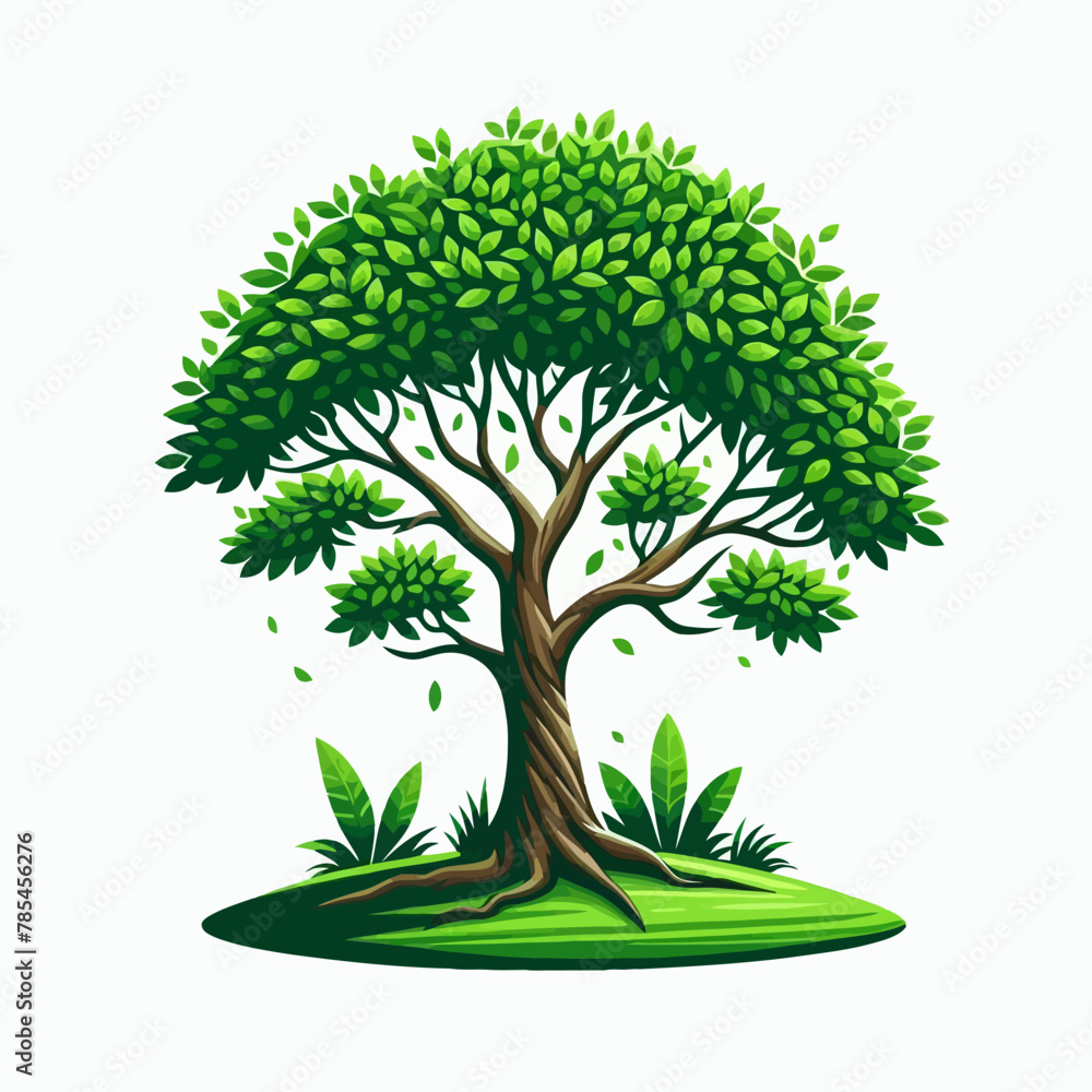 Flat trees set, pines, spruces, conifers and deciduous trees. Forest ...