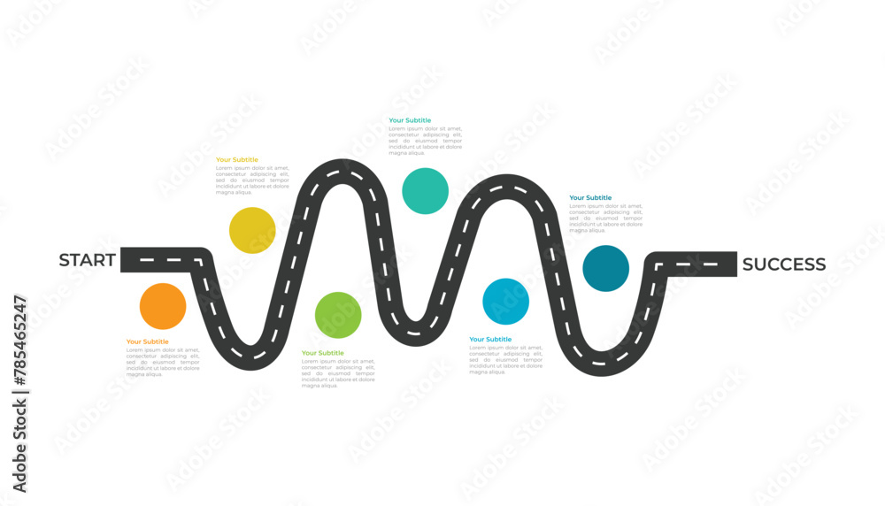 Roadmap infographic for presentation with 6 steps. Stock Vector | Adobe ...