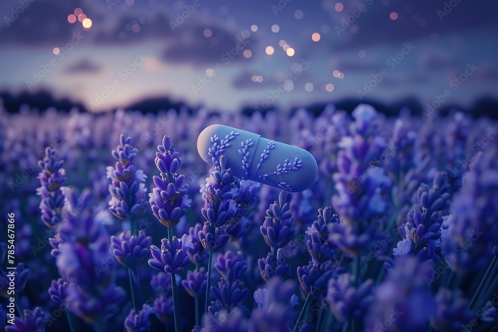 Ad for a sleep aid showing a pill transforming into a lavender flower ...