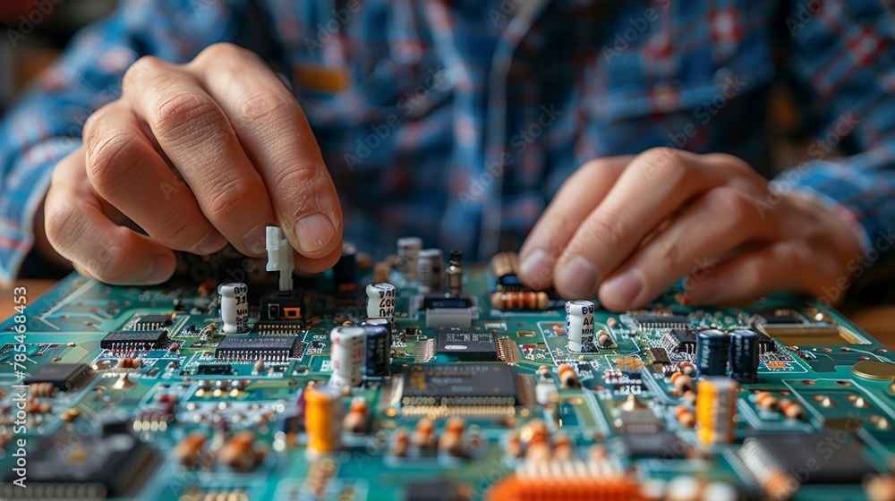 Electrical engineer developing a circuit board game for educational ...