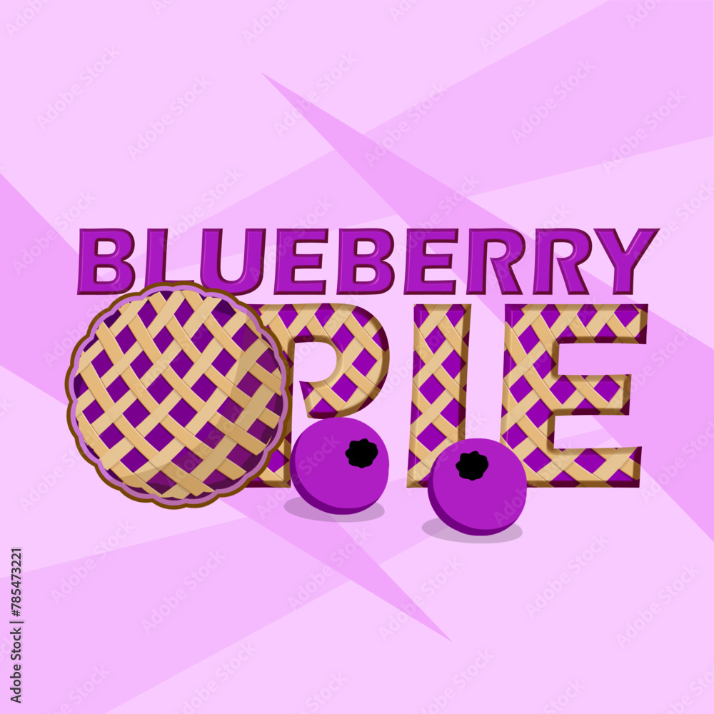 National Blueberry Pie Day event banner. A pie with bold text decorated ...