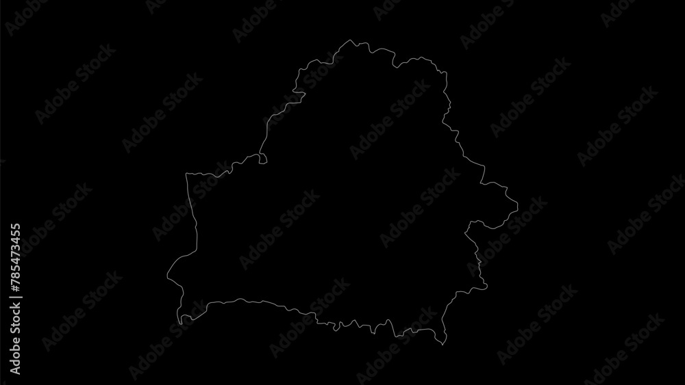 Belarus map vector illustration. Drawing with a white line on a black ...
