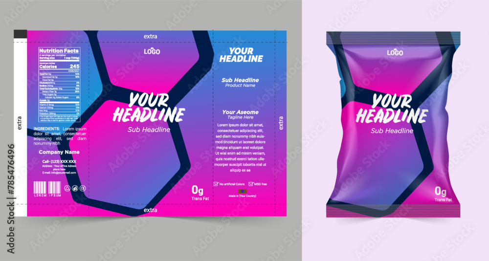 chips package design, foil bags isolated on white background in 3d ...