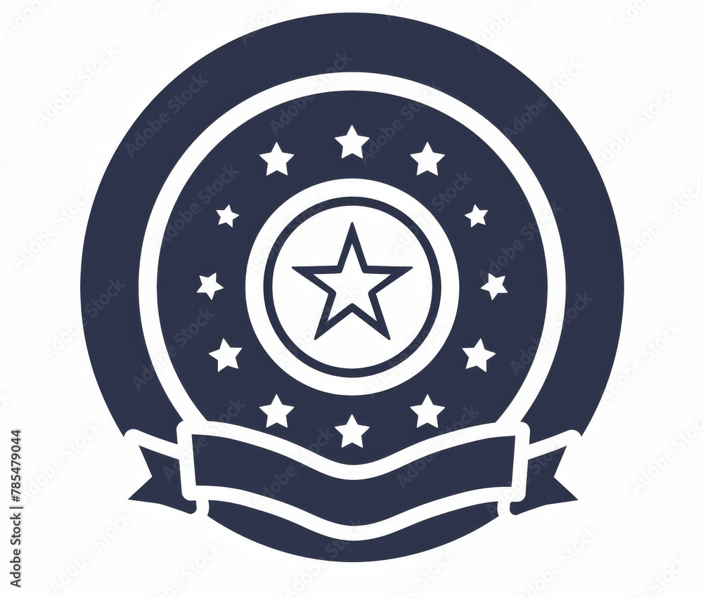 logo design, A ribbon wrapping around the emblem has stars to represent ...