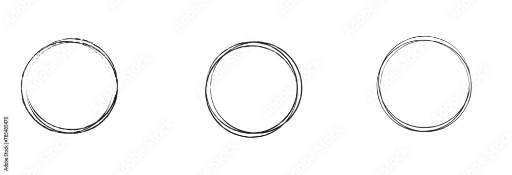 Hand drawn circle line sketch set. Vector circular scribble doodle ...