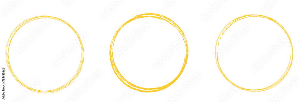 golden circle line hand drawn. Highlight the hand-drawing circle ...