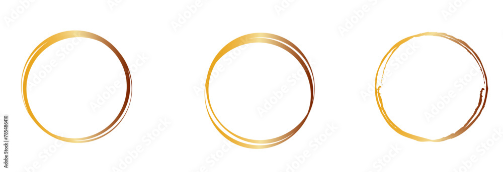 golden circle line hand drawn. Highlight the hand-drawing circle ...