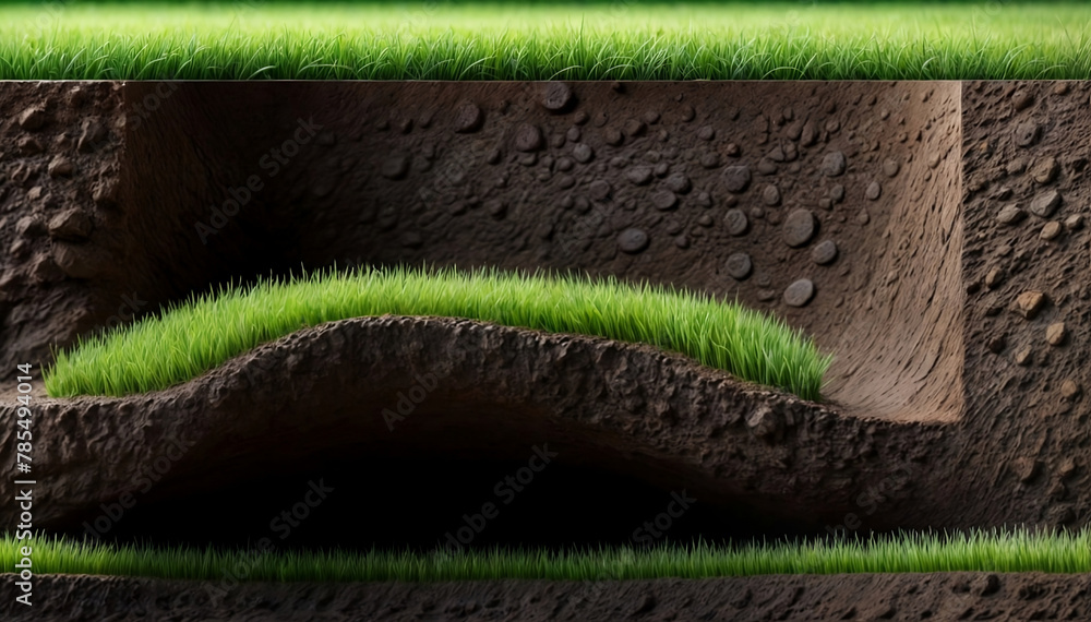 Grass 3D ground land green field earth garden soil isolated background ...