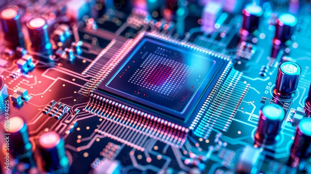 Detailed view of a quantum computer processor its complex circuitry ...