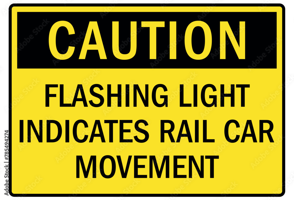 Railroad warning sign flashing light indicates rail car movement Stock ...