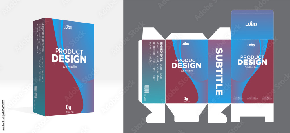 product packaging design template with 3d mockup example. Healthy ...