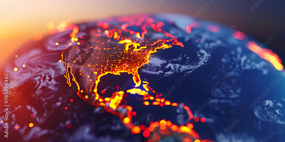 Planet Earth burning under the extreme heat of the sun, conceptual ...
