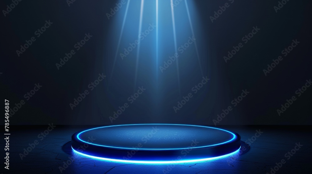 This mockup shows an empty round stand for displaying an award or ...