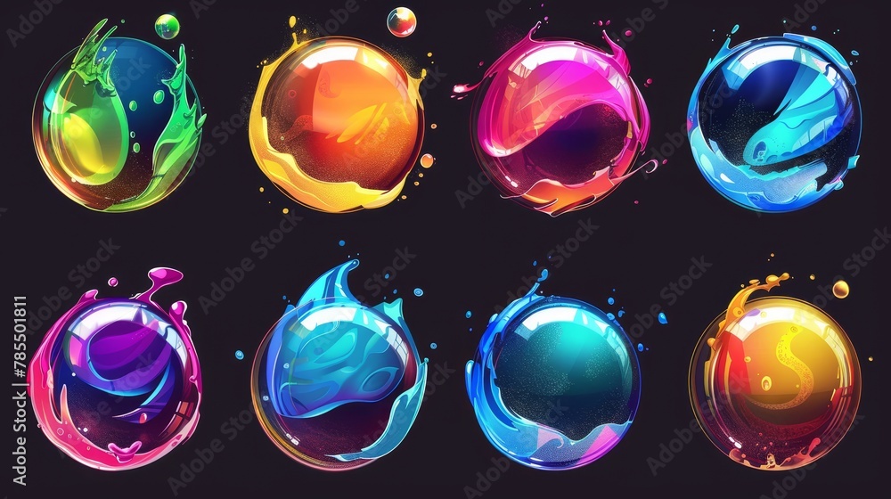 An elegant set of sprites depicting the explosion of a bubble of soap ...